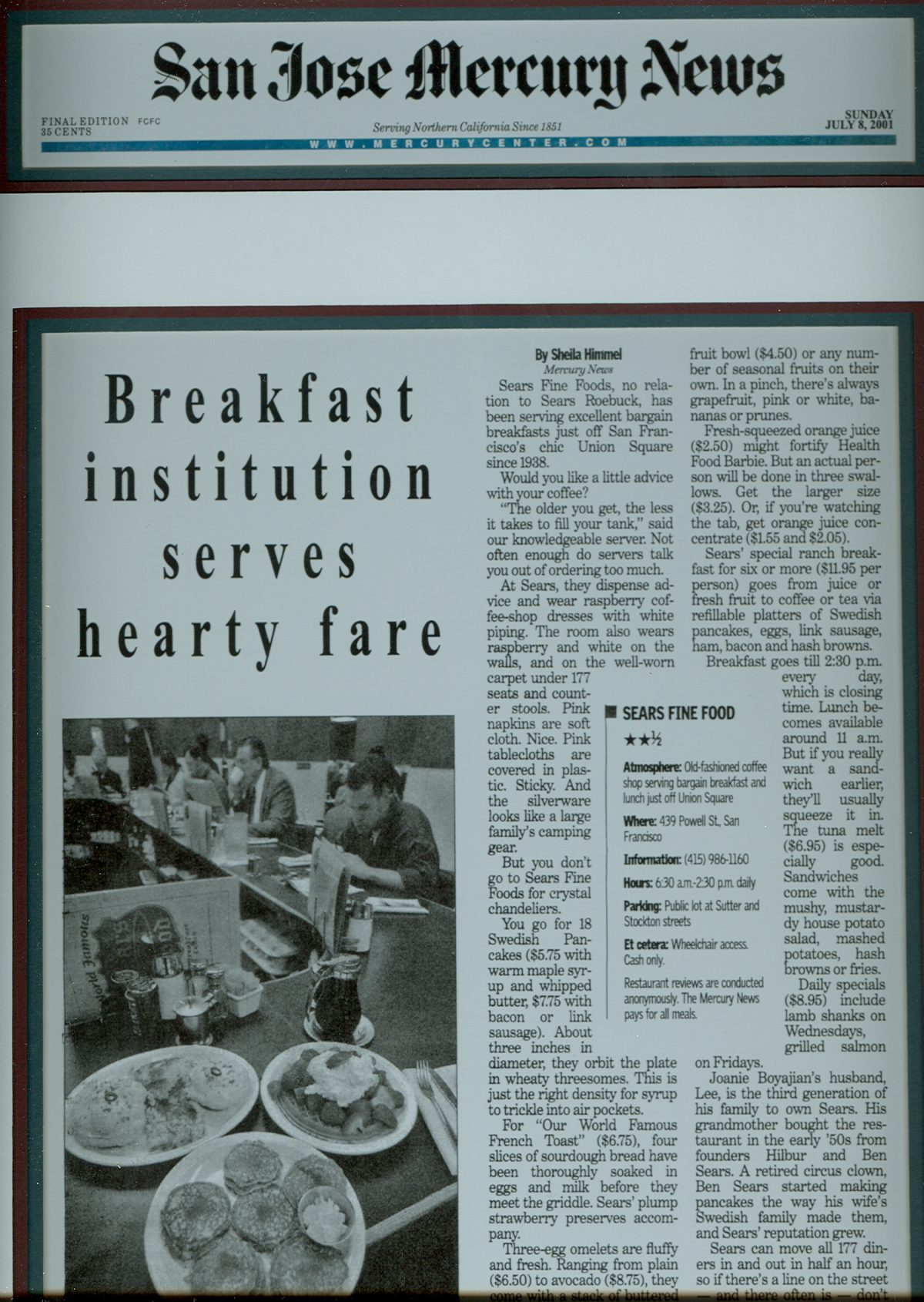 Photo Gallery – Sears Fine Food in San Francisco | Breakfast, Lunch, Dinner